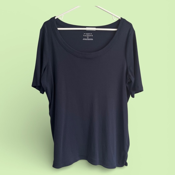 Talbots | Tops | Talbots Navy Pima Cotton Scoop Neck Elbow Sleeve Tee X ...